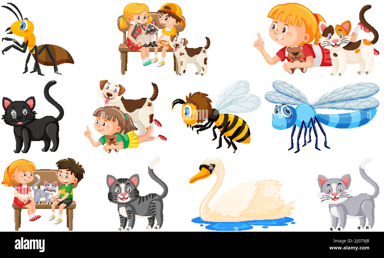 Set of various wild animals in cartoon style illustration Stock Vector ...