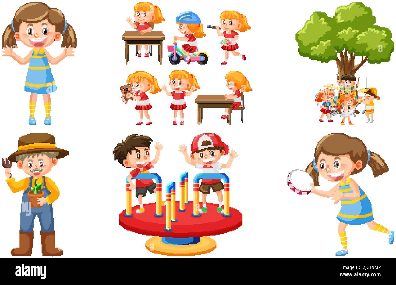 Set of children doing different activities illustration Stock Vector ...