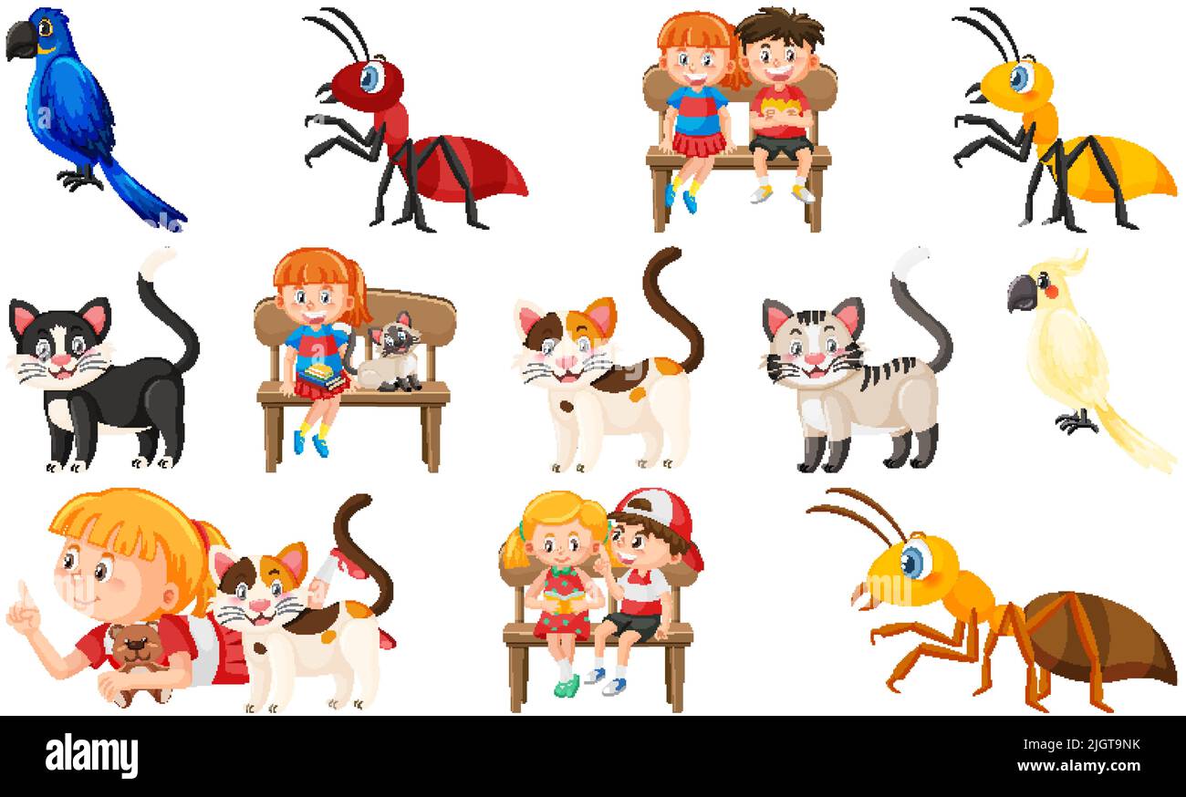 Set of various wild animals in cartoon style illustration Stock Vector ...