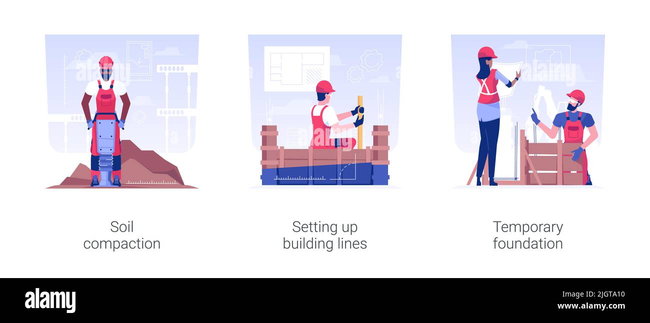 Residential area building process isolated concept vector illustration ...