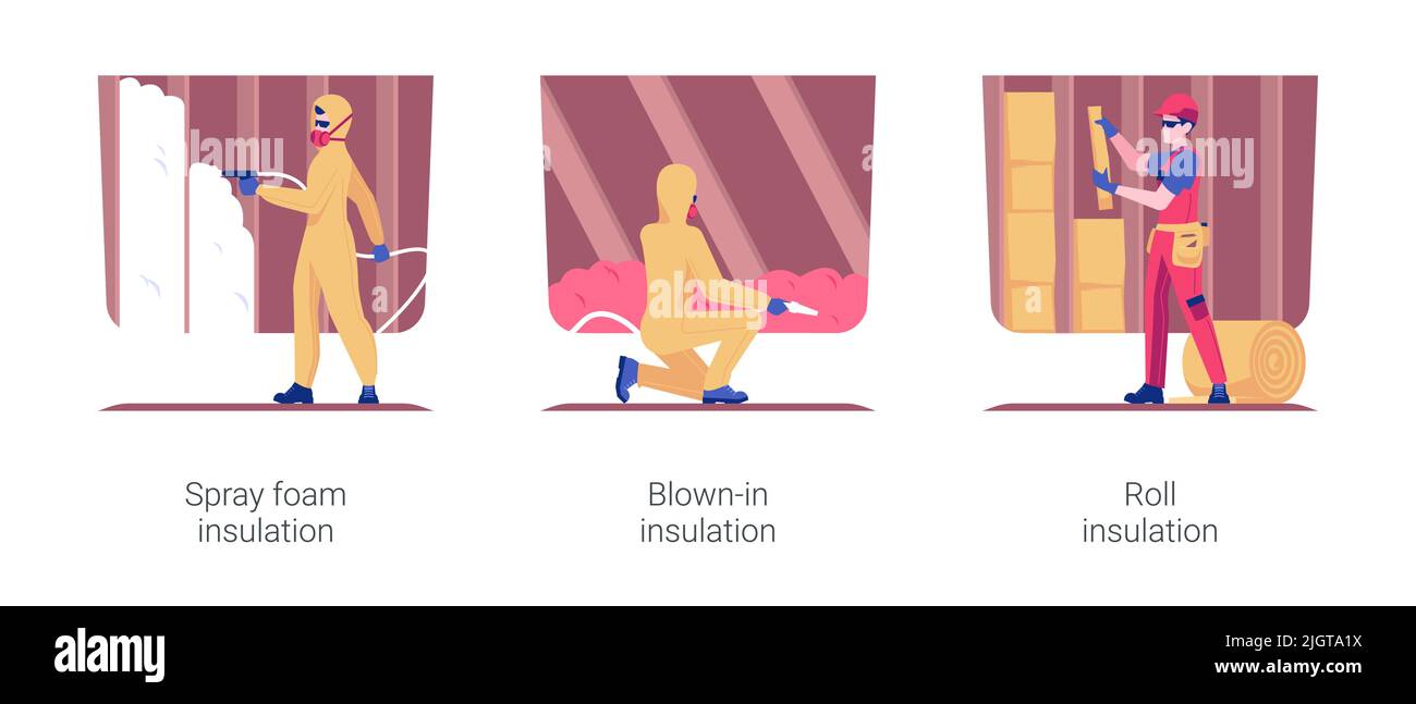 Private house insulation isolated concept vector illustration set ...