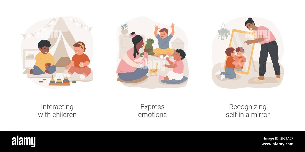 Social interaction in daycare center isolated cartoon vector ...