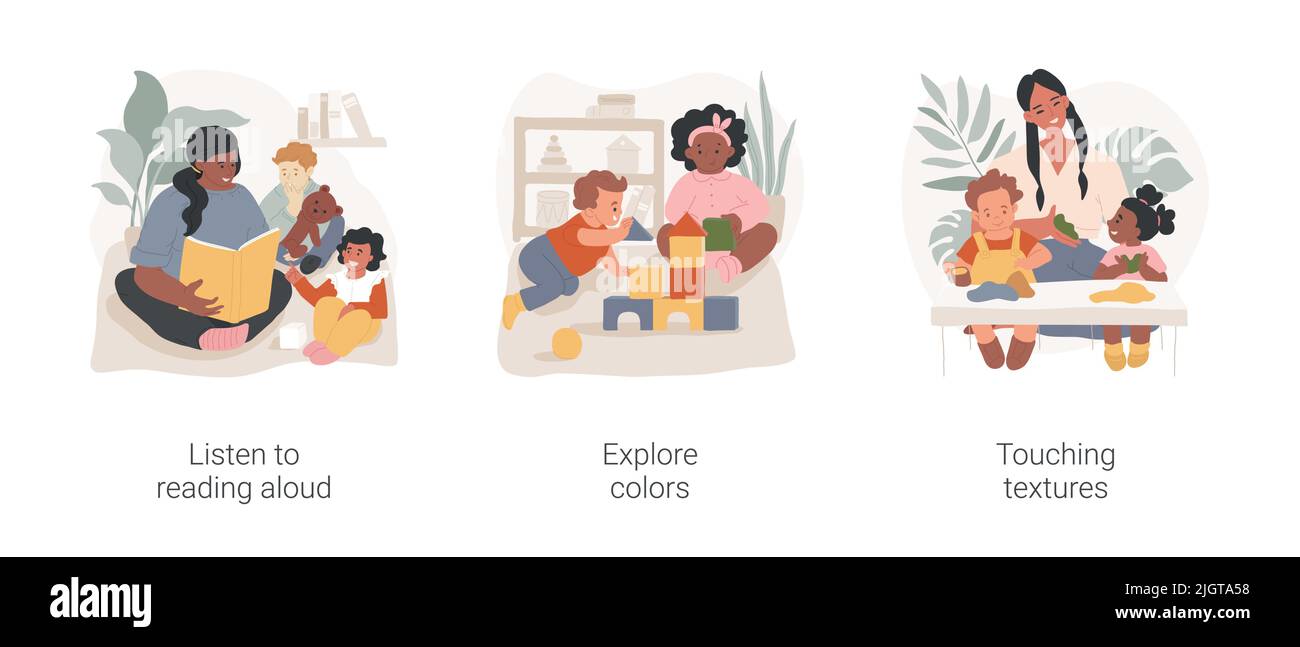 Daycare center for infants isolated cartoon vector illustration set ...