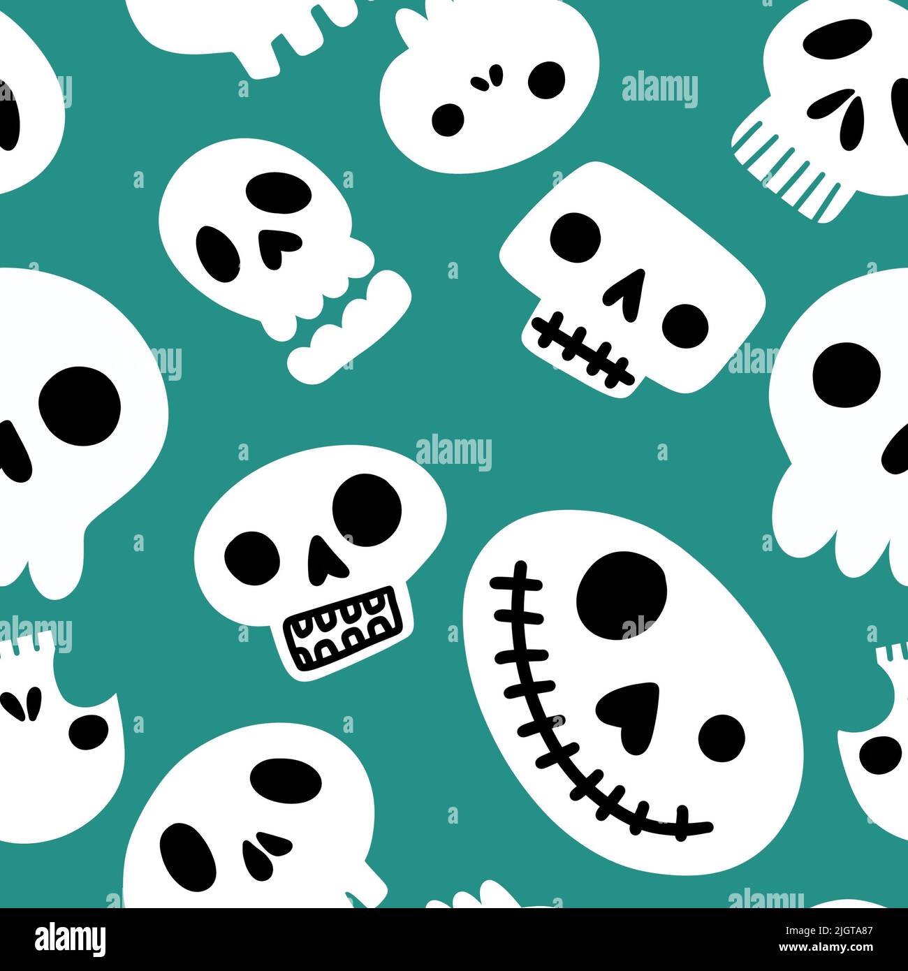 Halloween seamless cartoon sculls pattern for festive accessories and ...