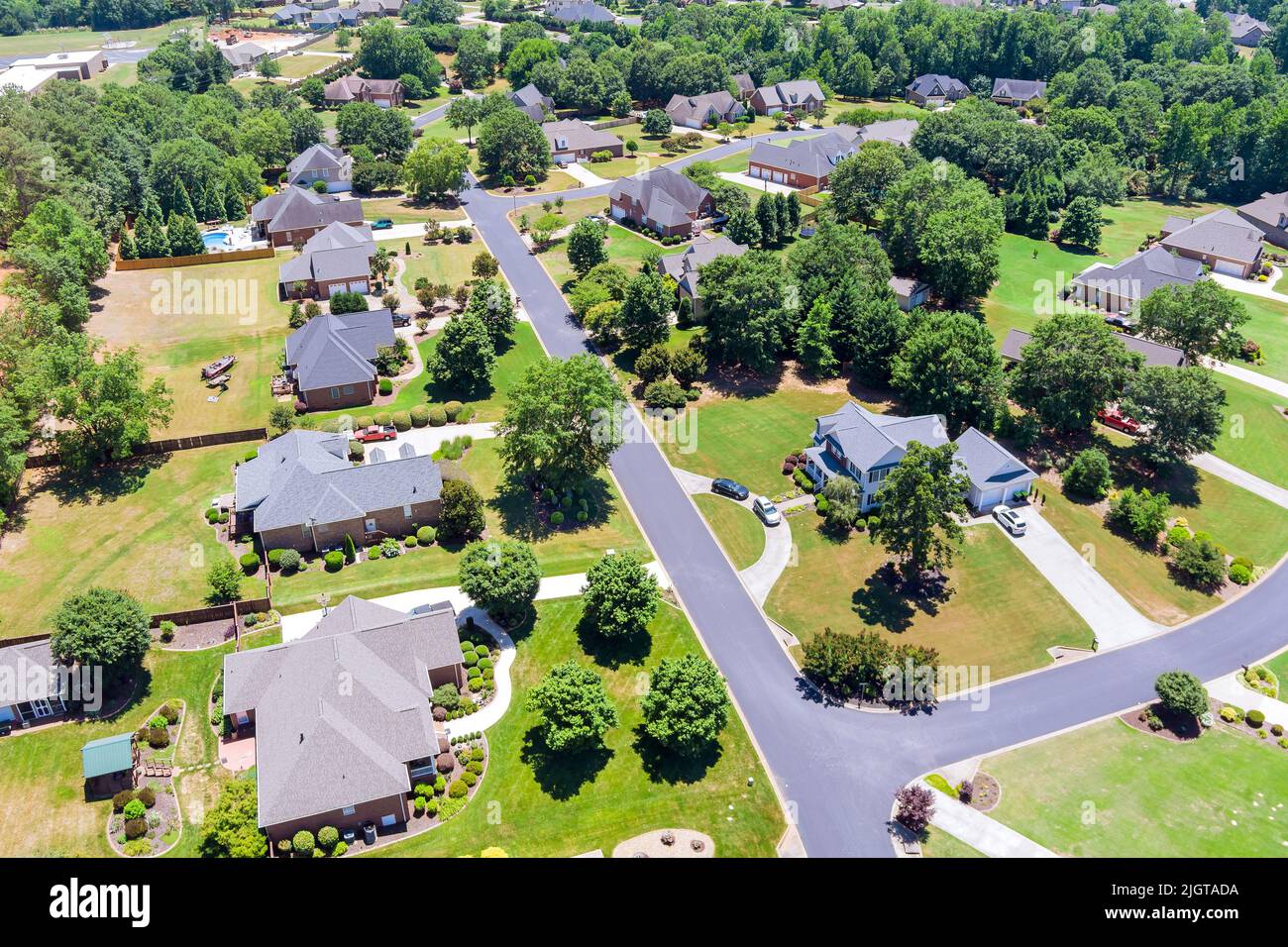 Panoramic view of view the height roofs Boiling Springs small town at ...