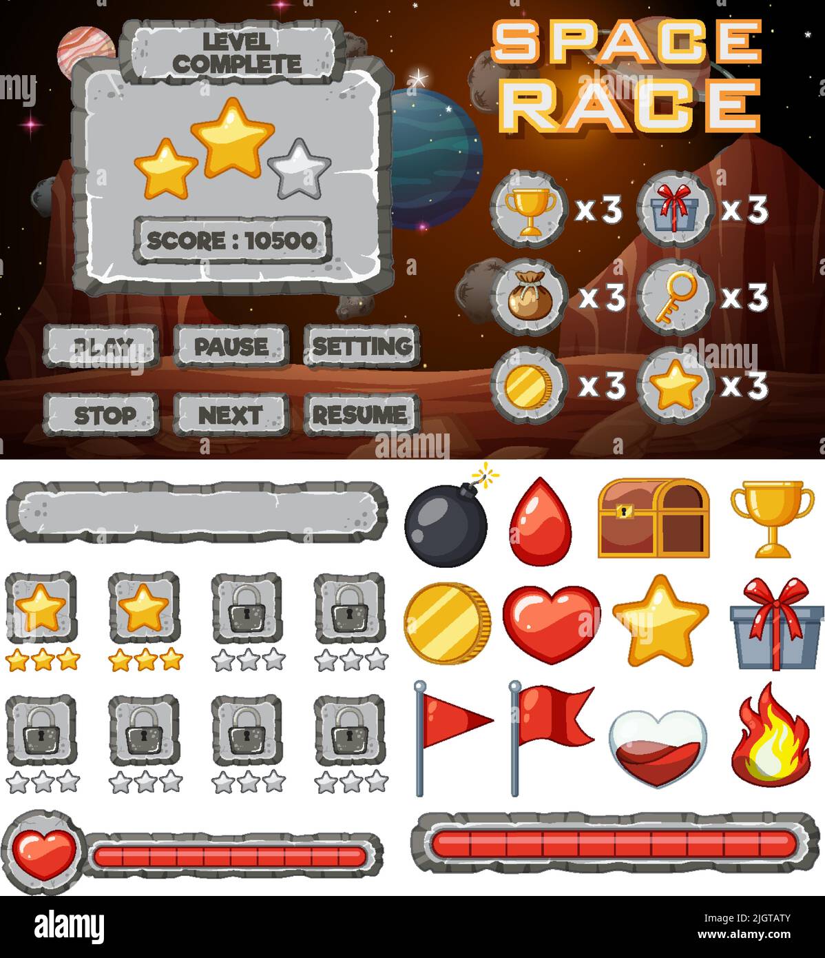 Space game background template and elements illustration Stock Vector Image & Art - Alamy