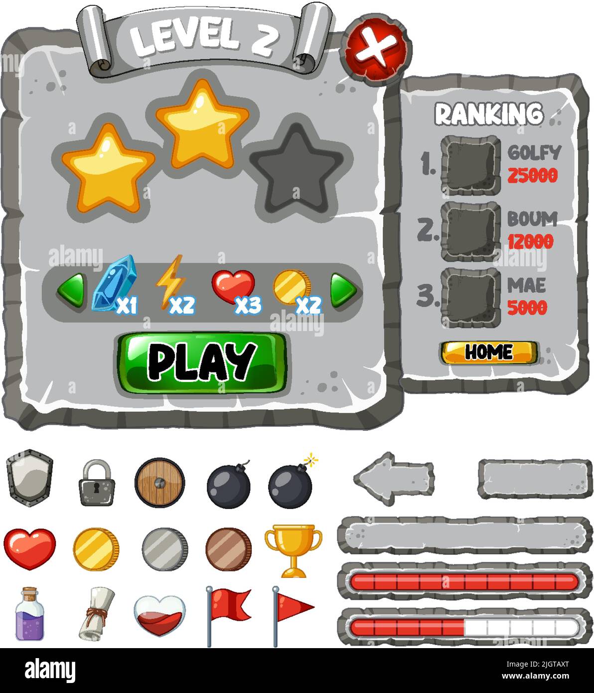 Game element template design set illustration Stock Vector Image & Art ...