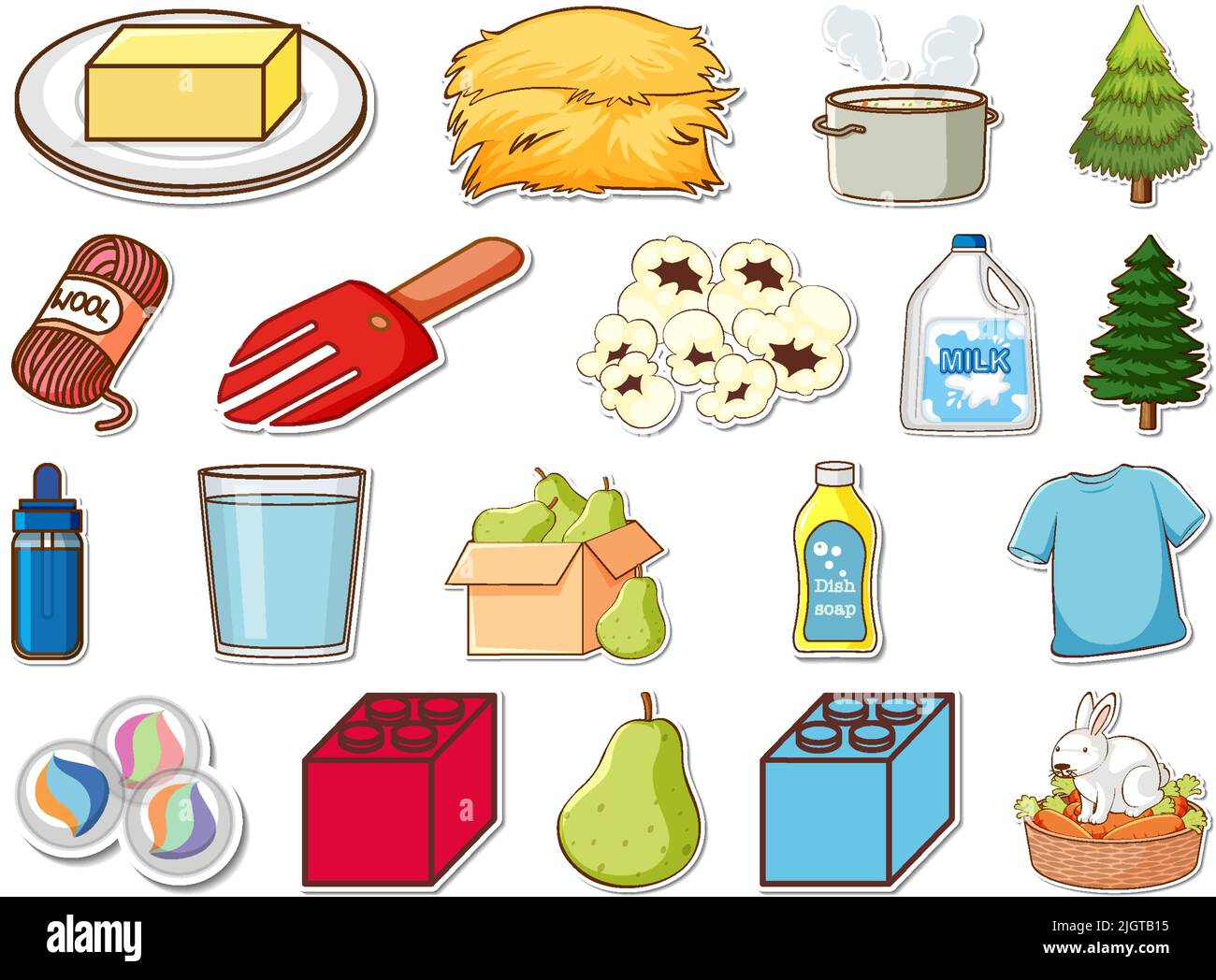 Sticker set of mixed daily objects illustration Stock Vector Image ...