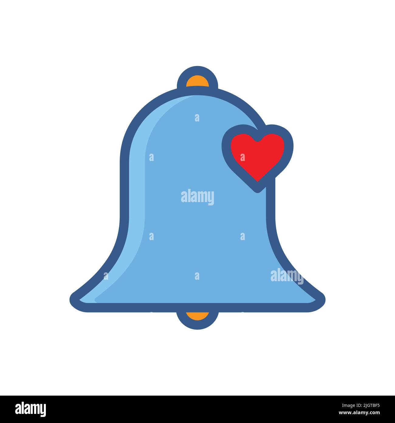 Bell icon with heart. Icon related to wedding. Lineal color icon style ...