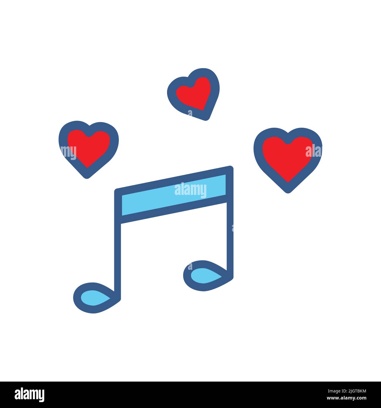 Tone icon with heart. Icon related to romantic music. Lineal color icon ...