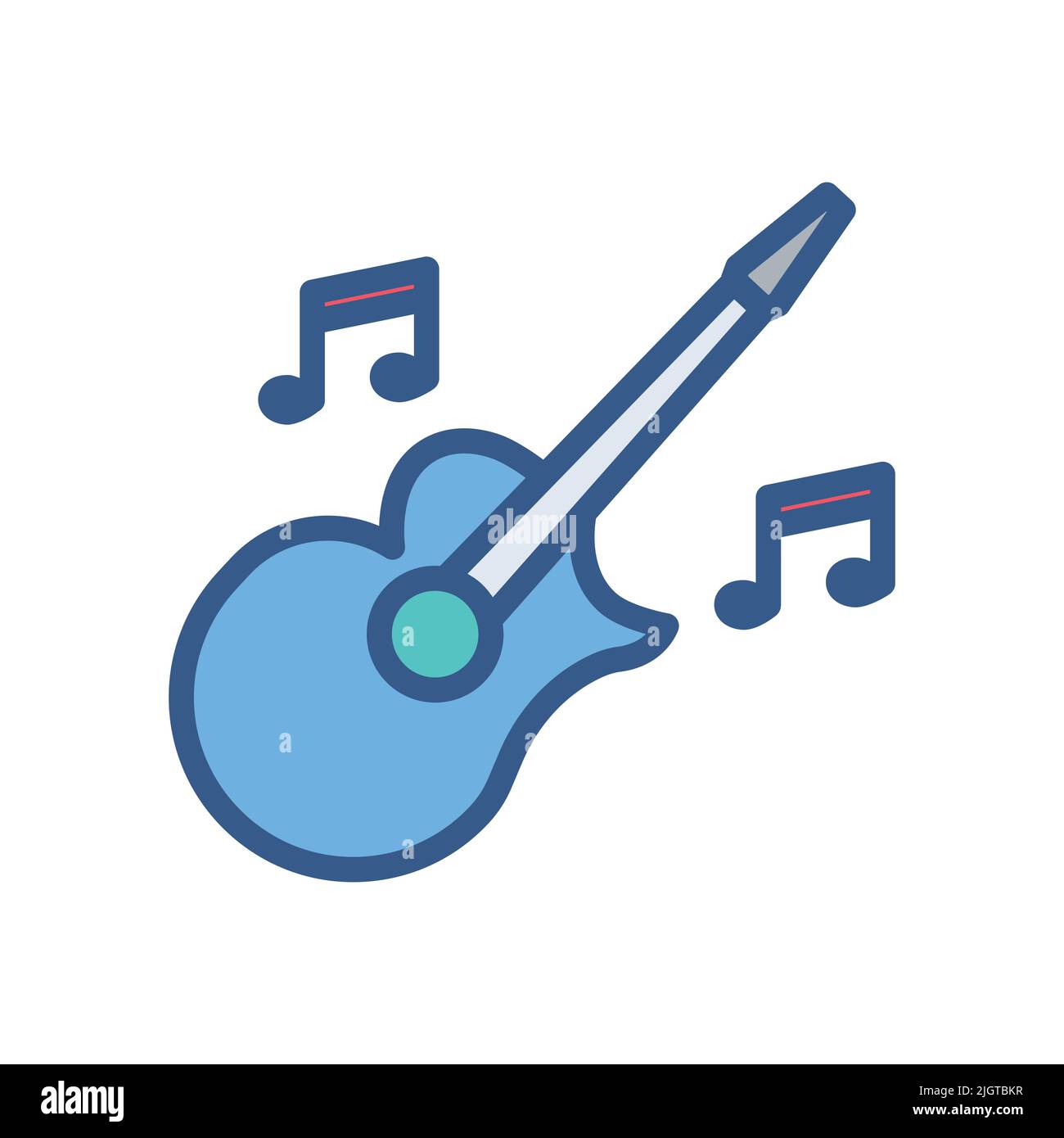 Guitar icon with tone. Icon related to party. Lineal color icon style ...