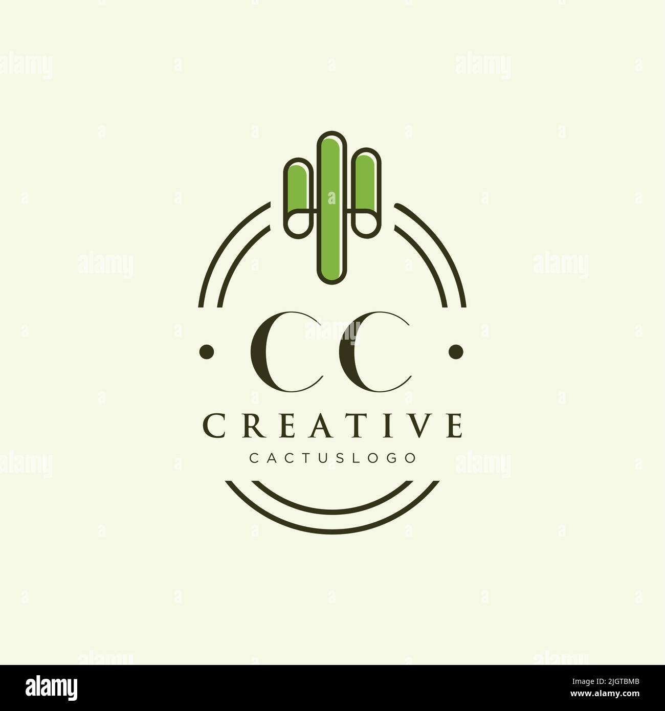 CC Initial letter green cactus logo template vector Stock Vector Image ...