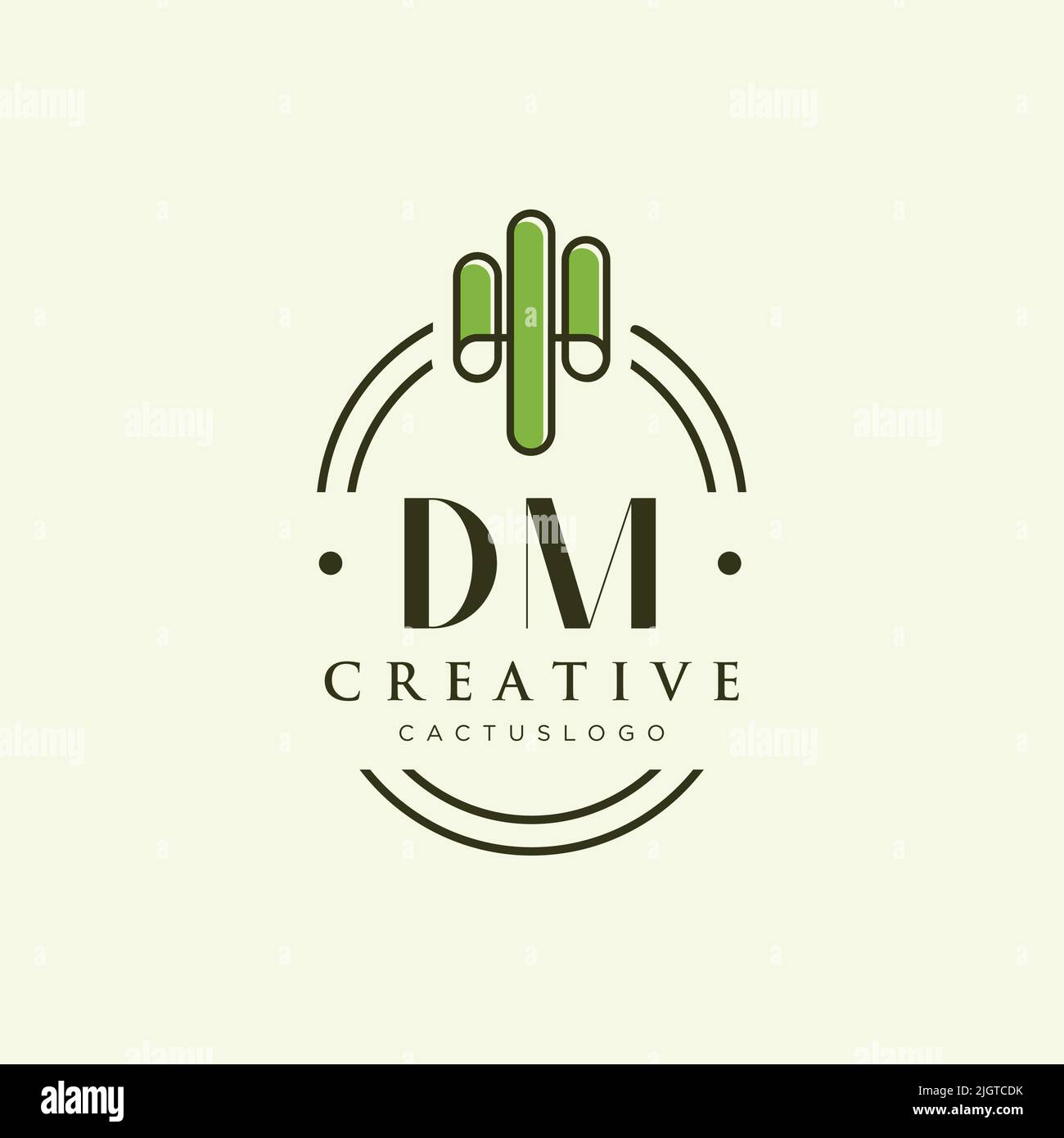 DM Initial letter green cactus logo template vector Stock Vector Image ...