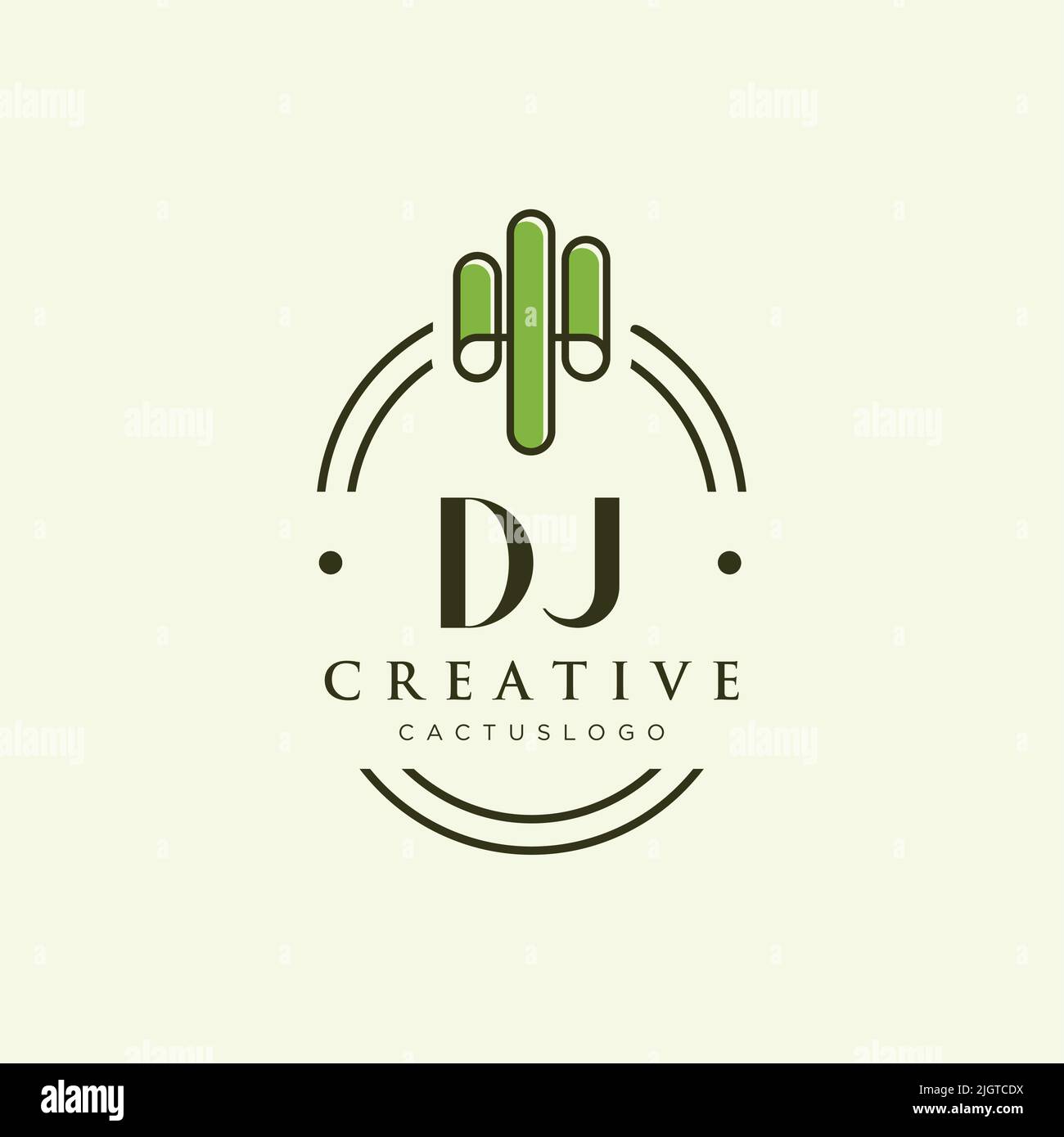 DJ Initial letter green cactus logo template vector Stock Vector Image ...