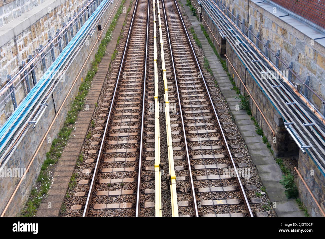 Two surface parallel railroad subway metro rail tracks as a concept for ...