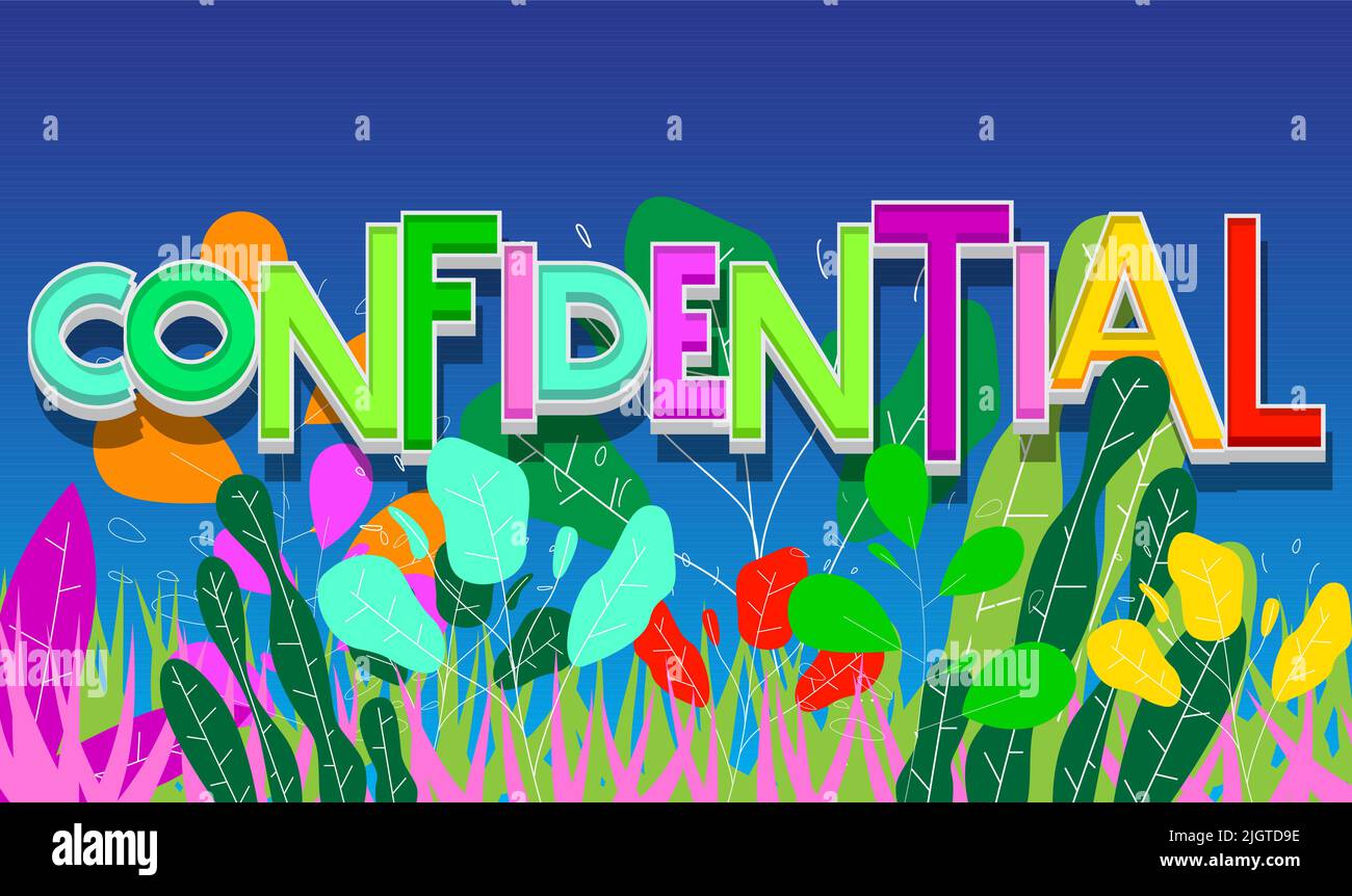 Confidential. Word written with Children's font in cartoon style Stock ...