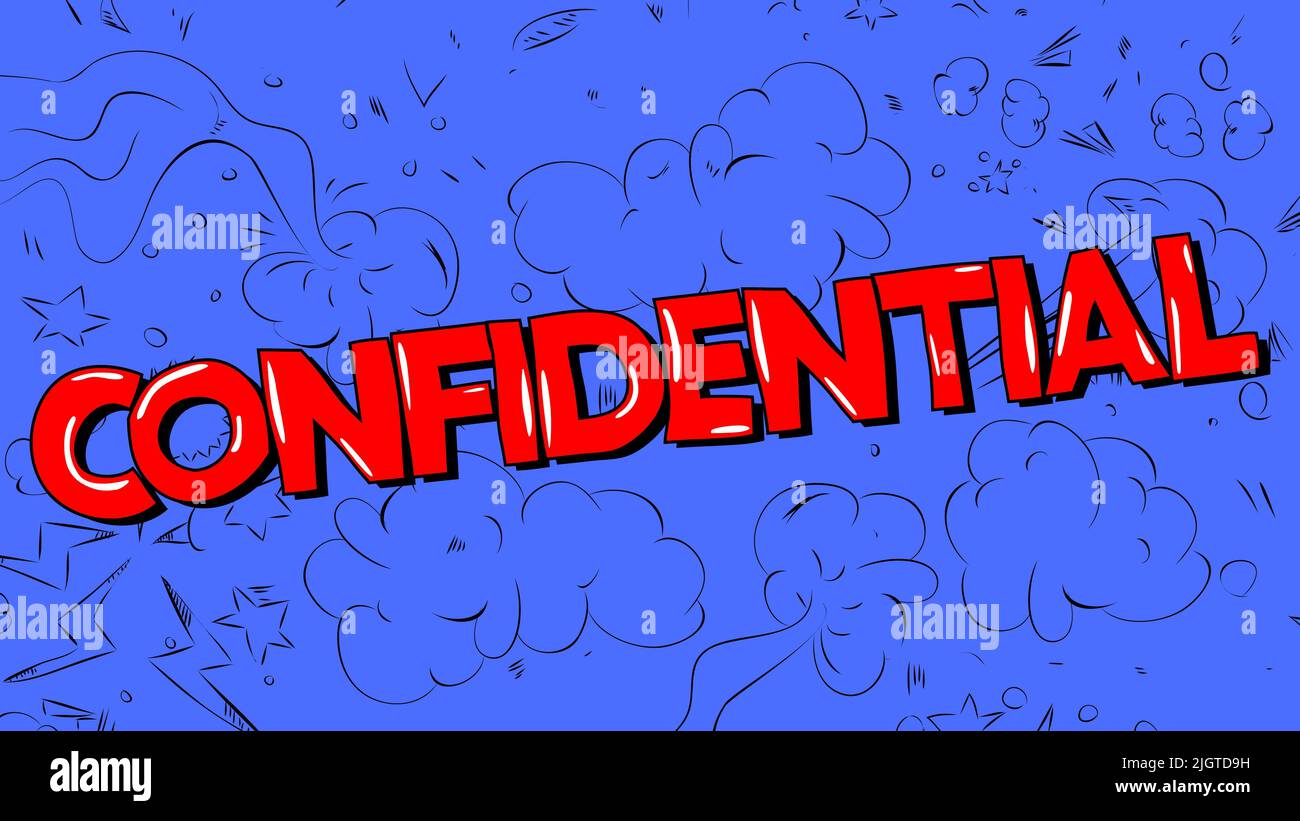 Confidential. Word written with Children's font in cartoon style Stock ...