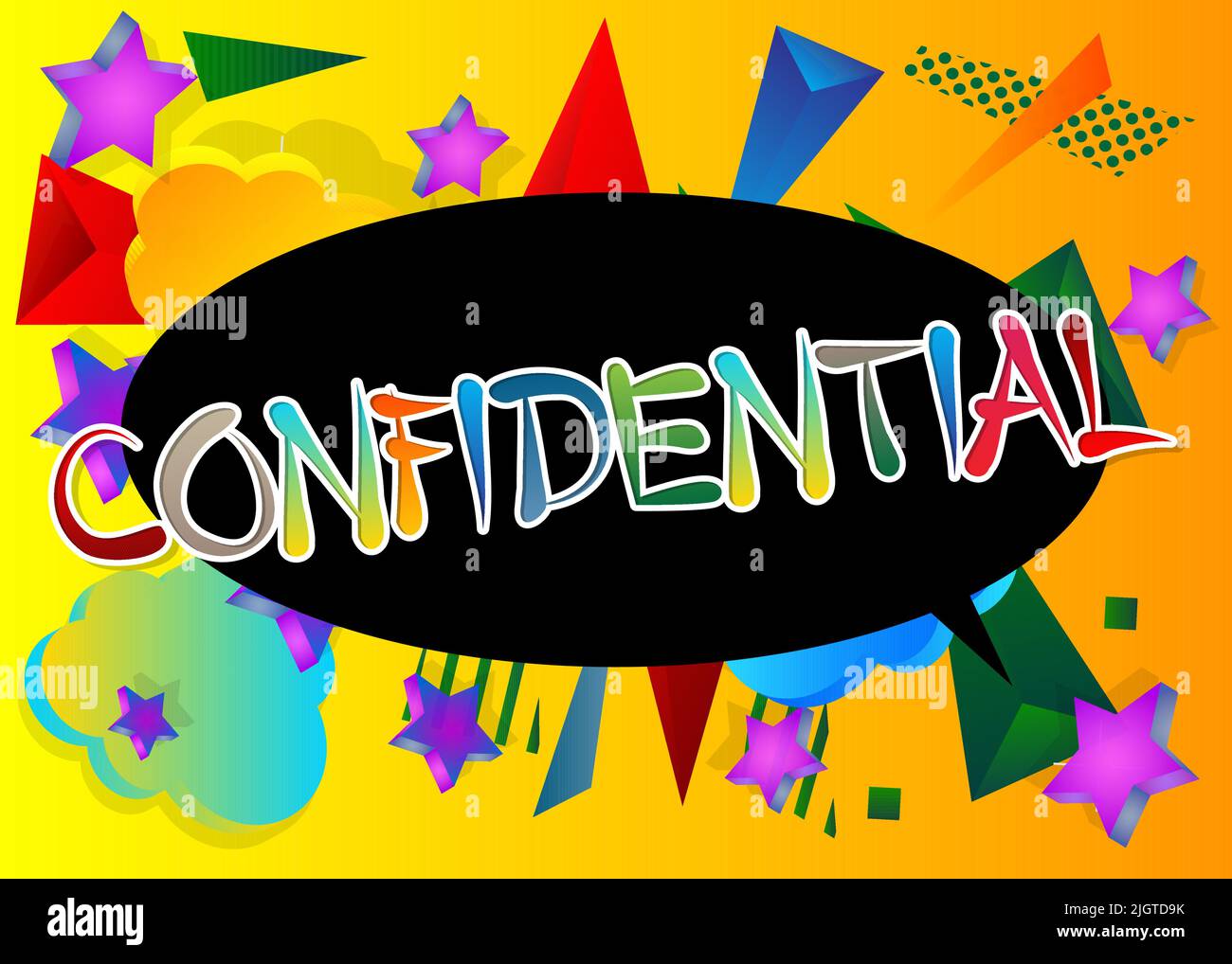Confidential. Word written with Children's font in cartoon style Stock ...