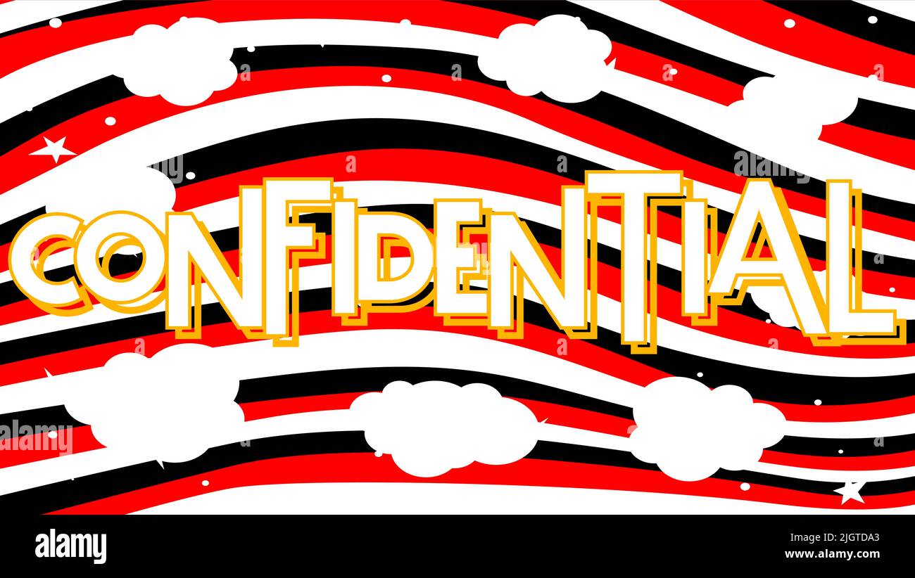 Confidential. Word written with Children's font in cartoon style Stock ...