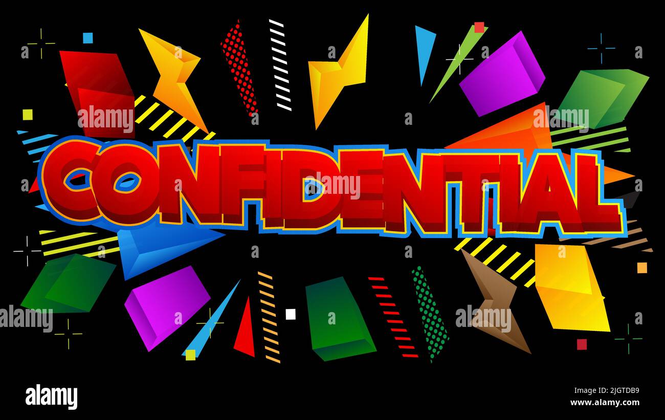 Confidential. Word written with Children's font in cartoon style Stock ...