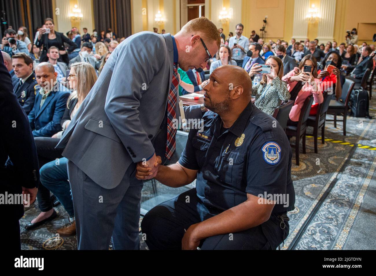 Washington, DC, USA, July, 12, 2022. Stephen Ayres, left, who pleaded ...