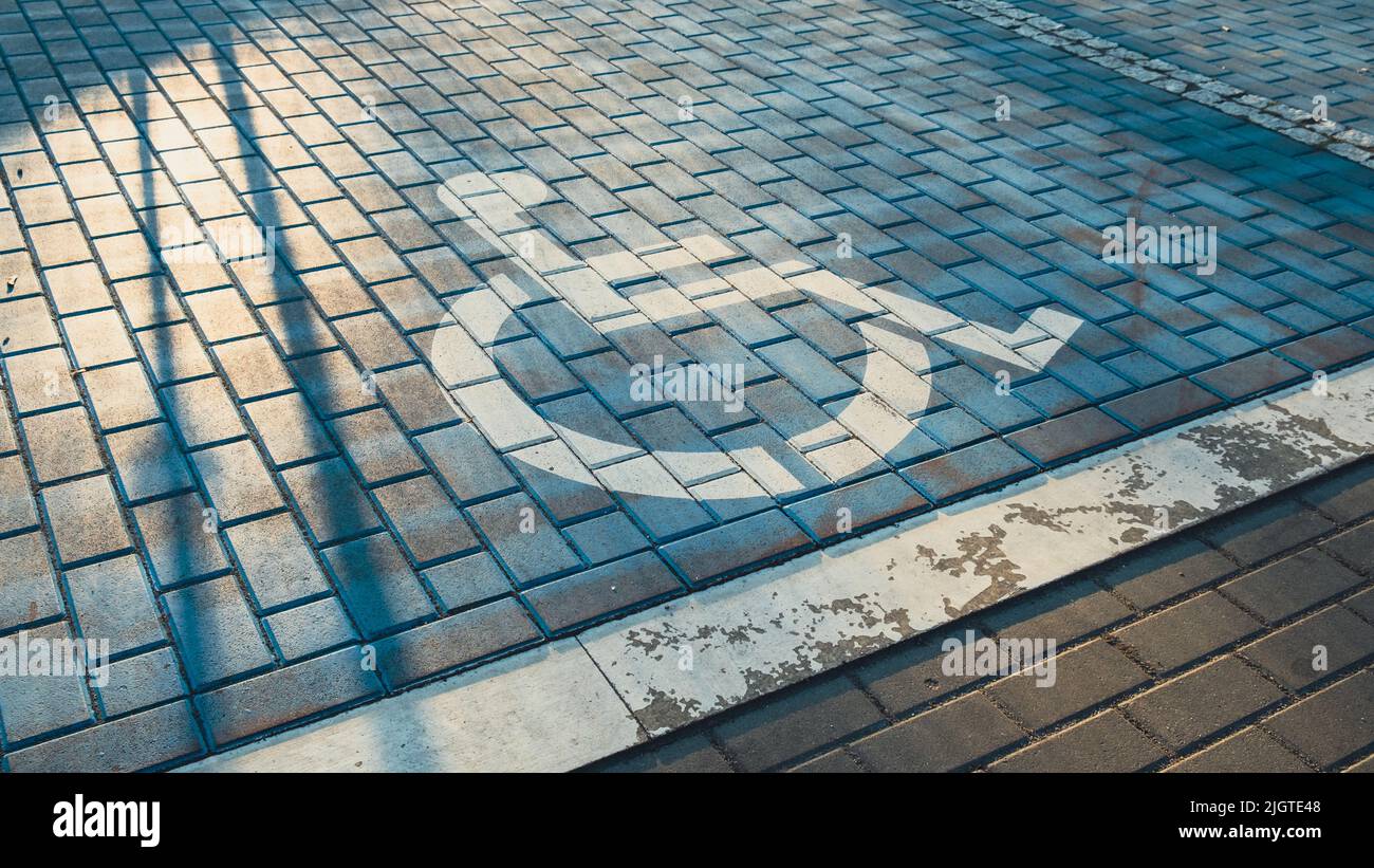 Handicapped parking bay. Reserved parking sign for disabled spaces ...