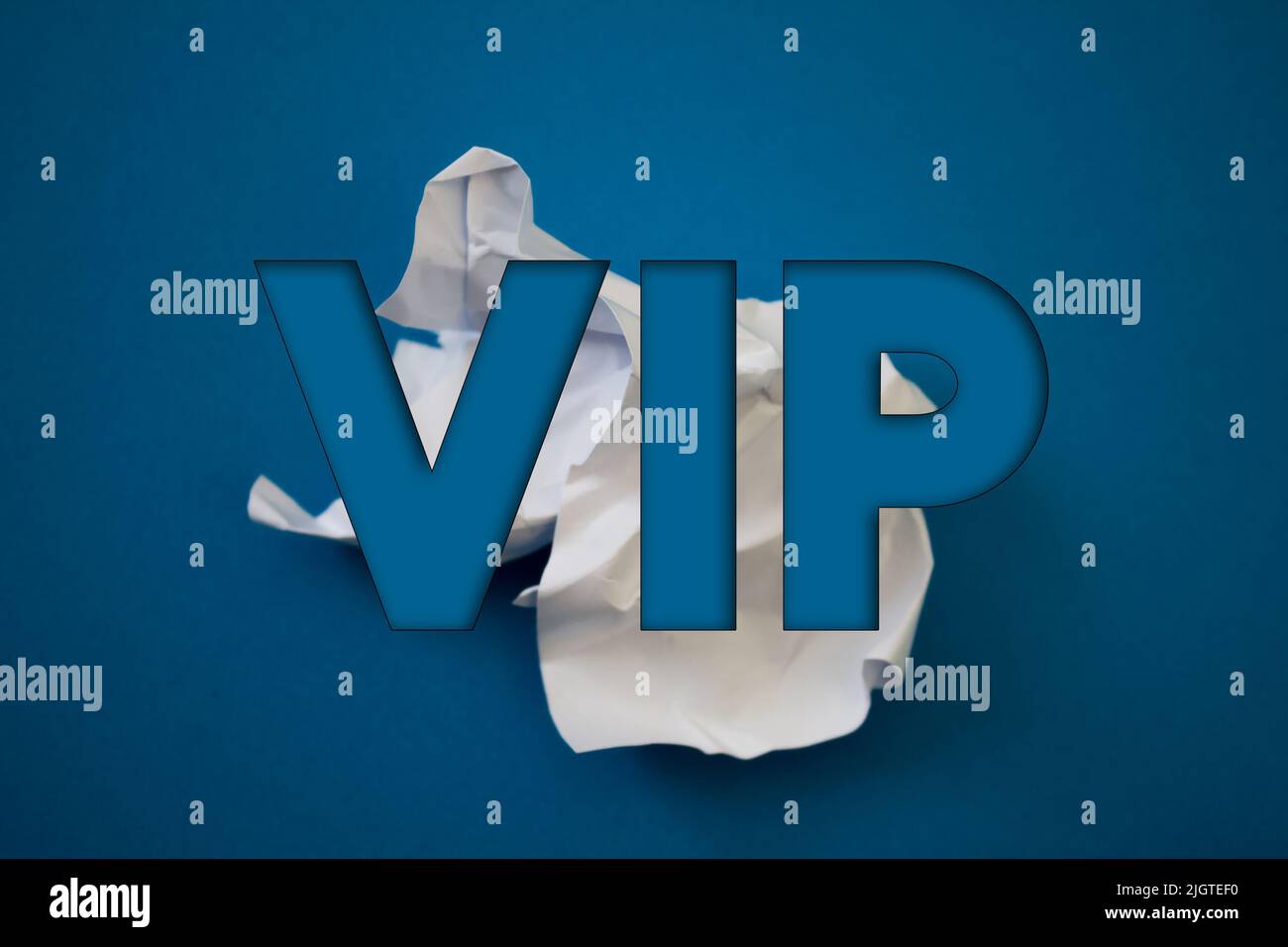 VIP text with Torn, Crumpled White Paper on colored background Stock ...