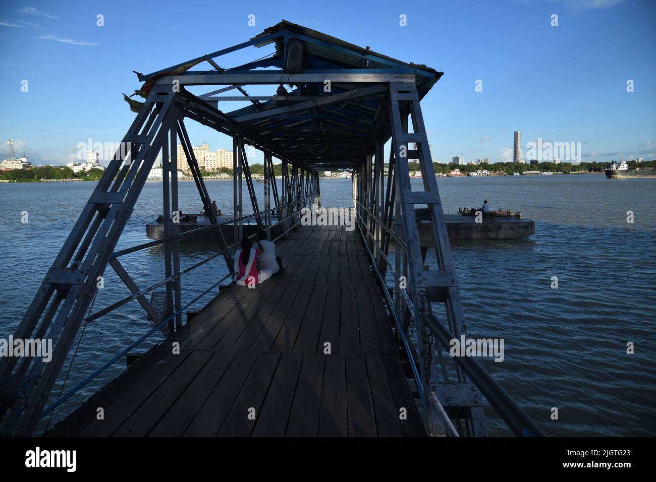 Ramkrishnapur ferry ghat jetty on the Ganges. Howrah, West Bengal ...