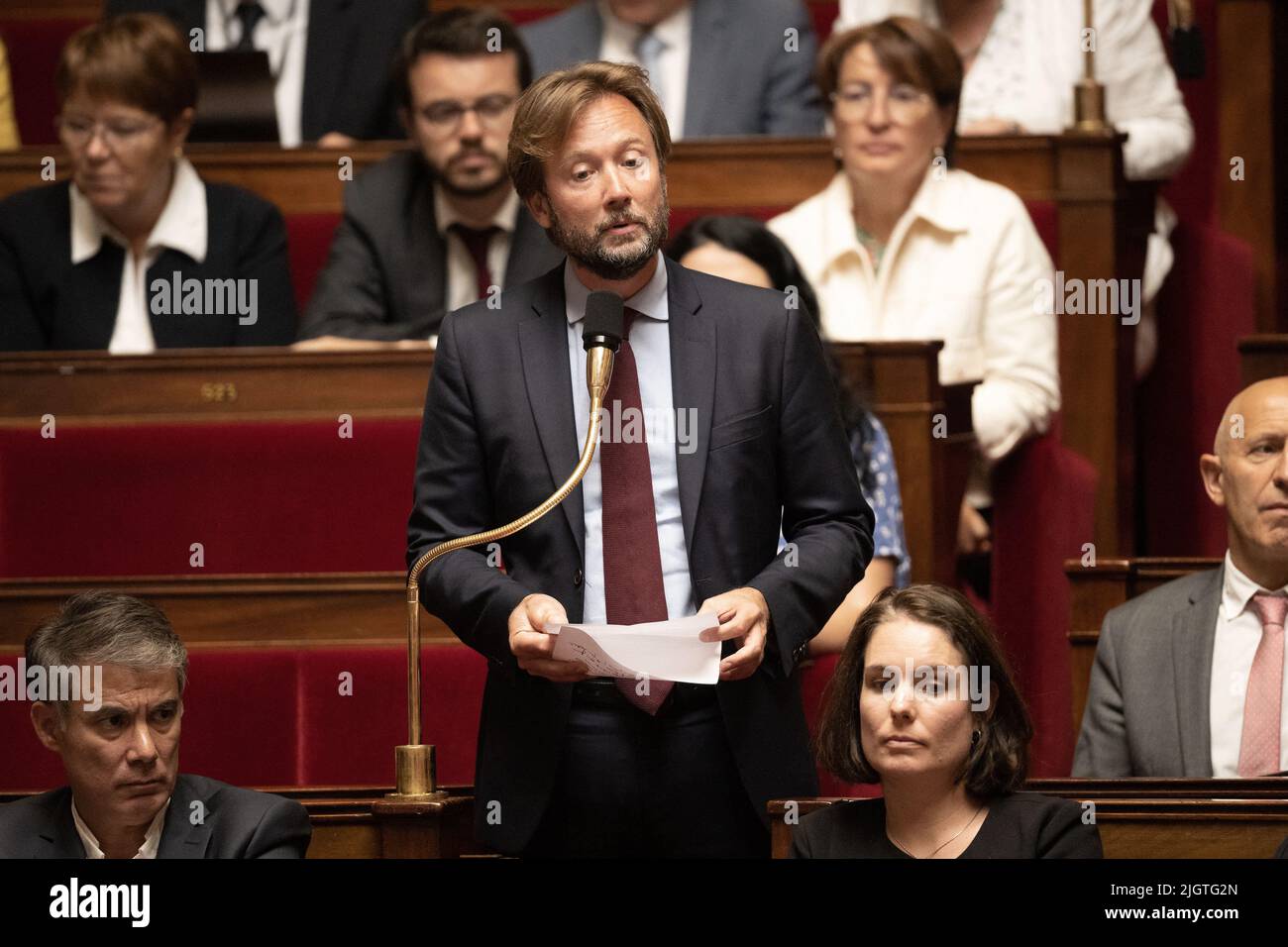 Deputy, Boris Vallaud attends a session of Questions to the Government ...