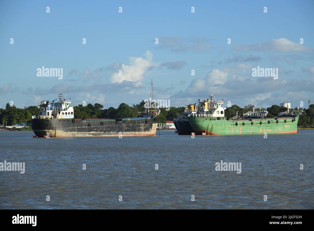 MV Garahara 8 and other three cargo ships of Bangladesh on the Ganges ...
