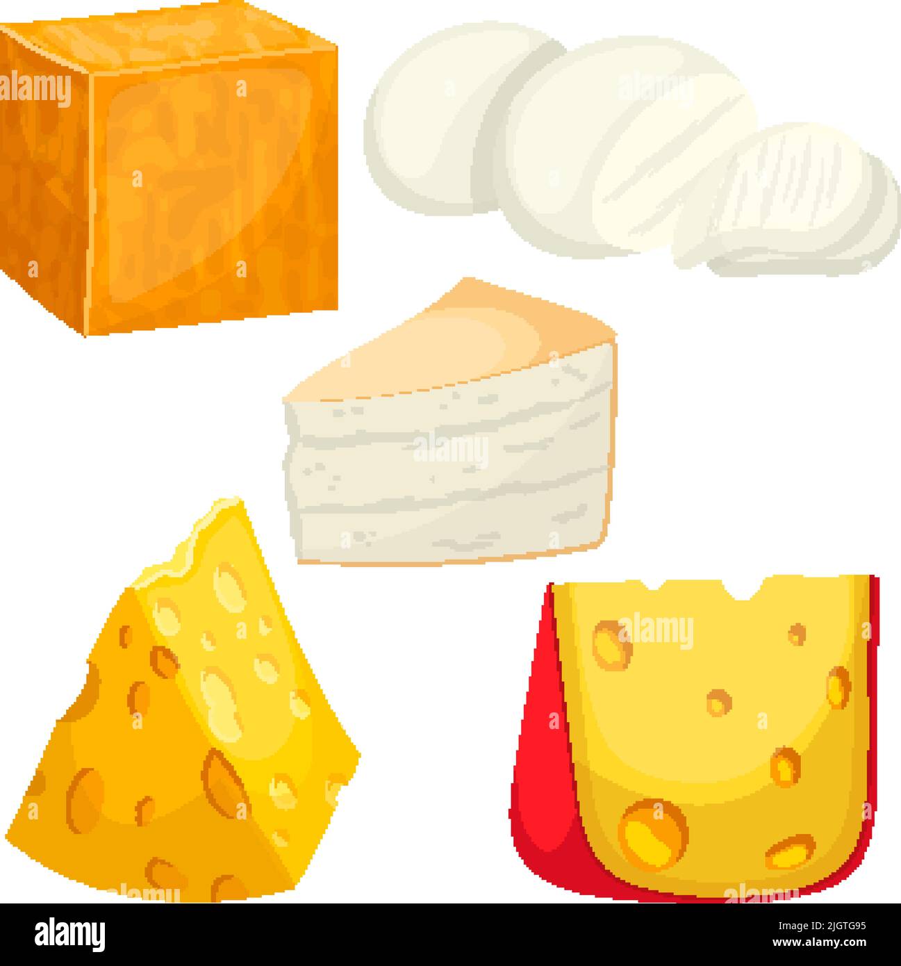 cheese dairy set cartoon vector illustration Stock Vector Image & Art ...