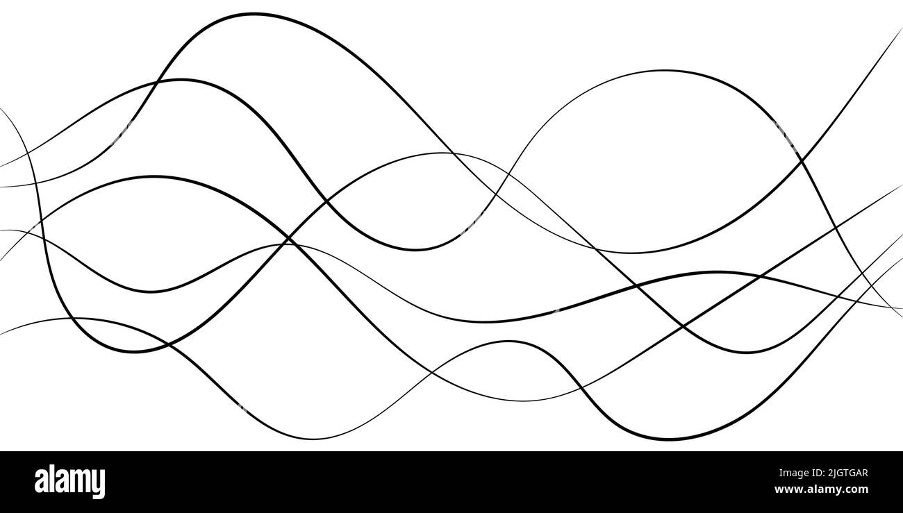 Abstract curved wavy black long lines Stock Vector Image & Art - Alamy