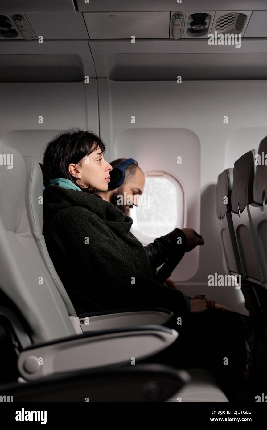 Airplane seatbelt hi-res stock photography and images - Alamy