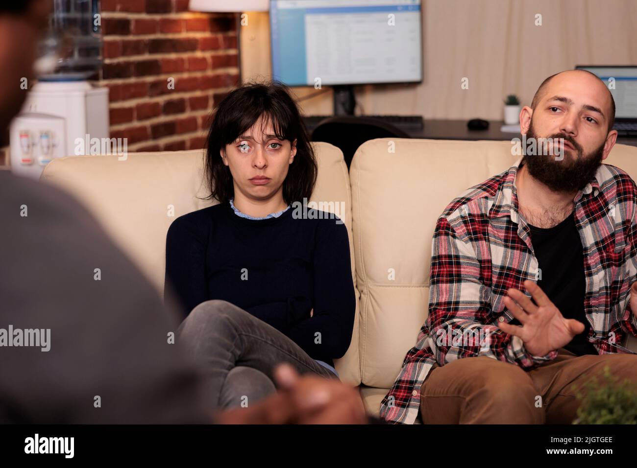 Portrait of unhappy girlfriend having relationship problems with man ...