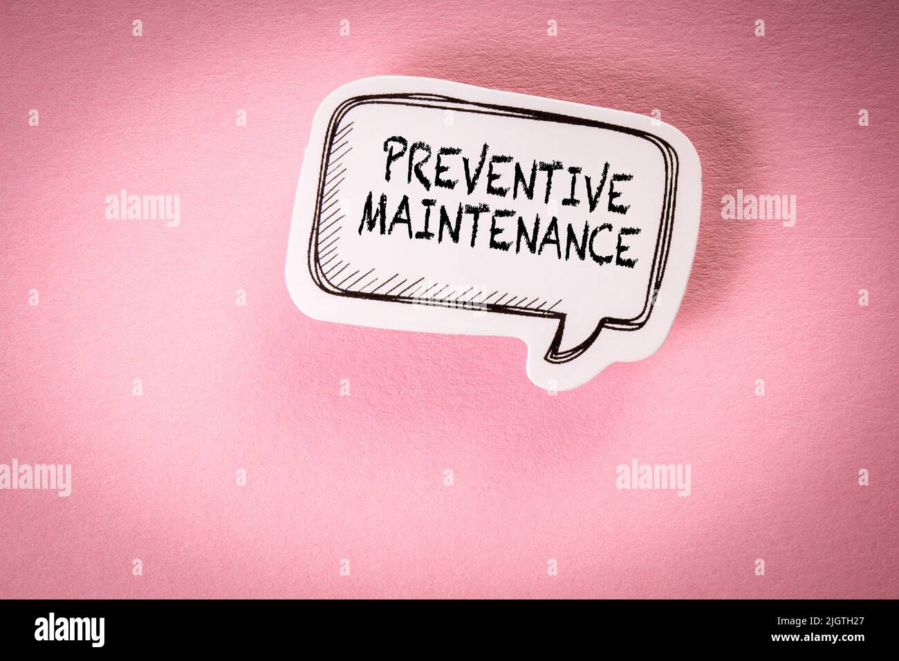 Preventive Maintenance. Text on speech bubble. Pink background Stock ...