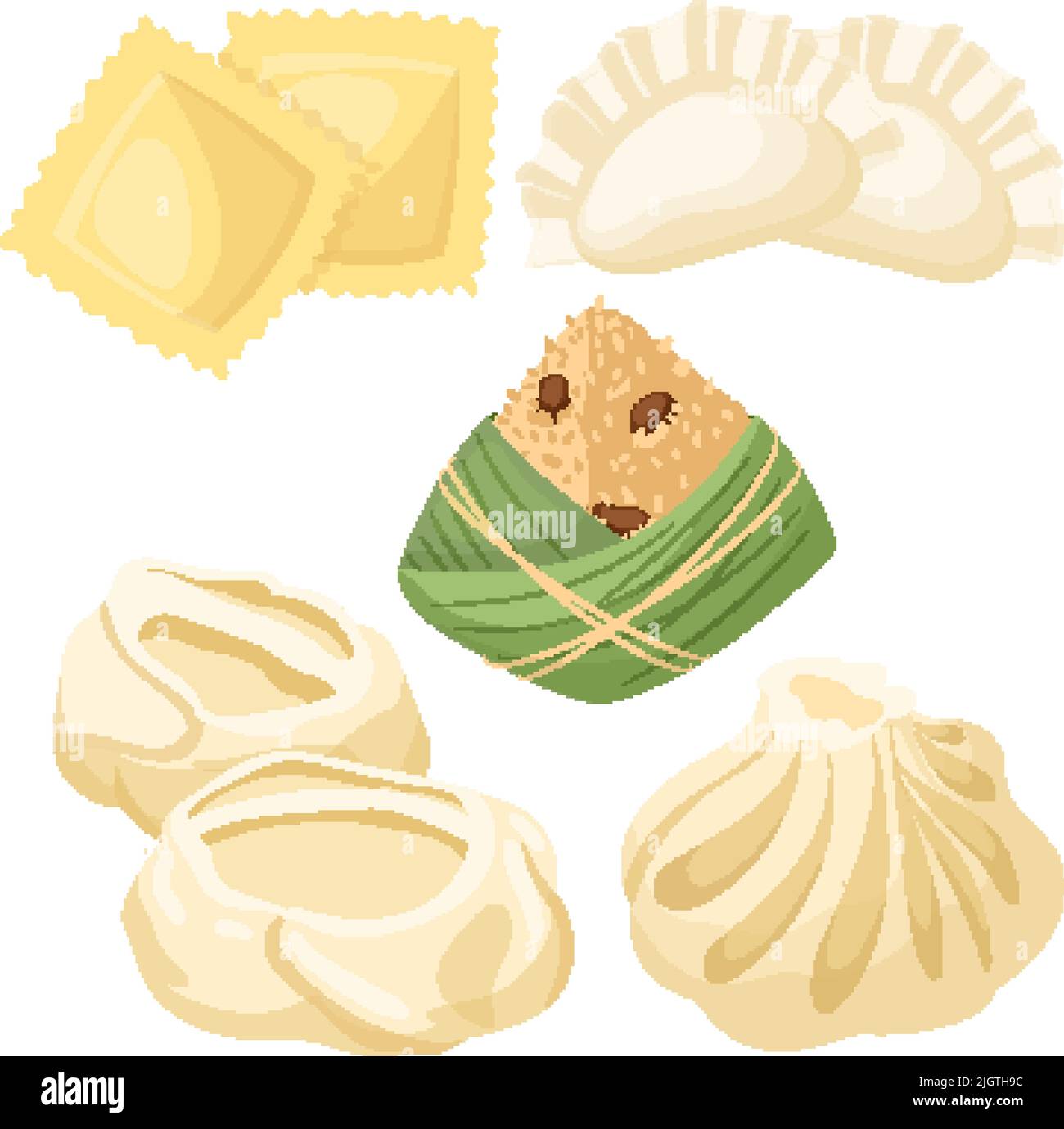 dumpling chinese set cartoon vector illustration Stock Vector Image ...