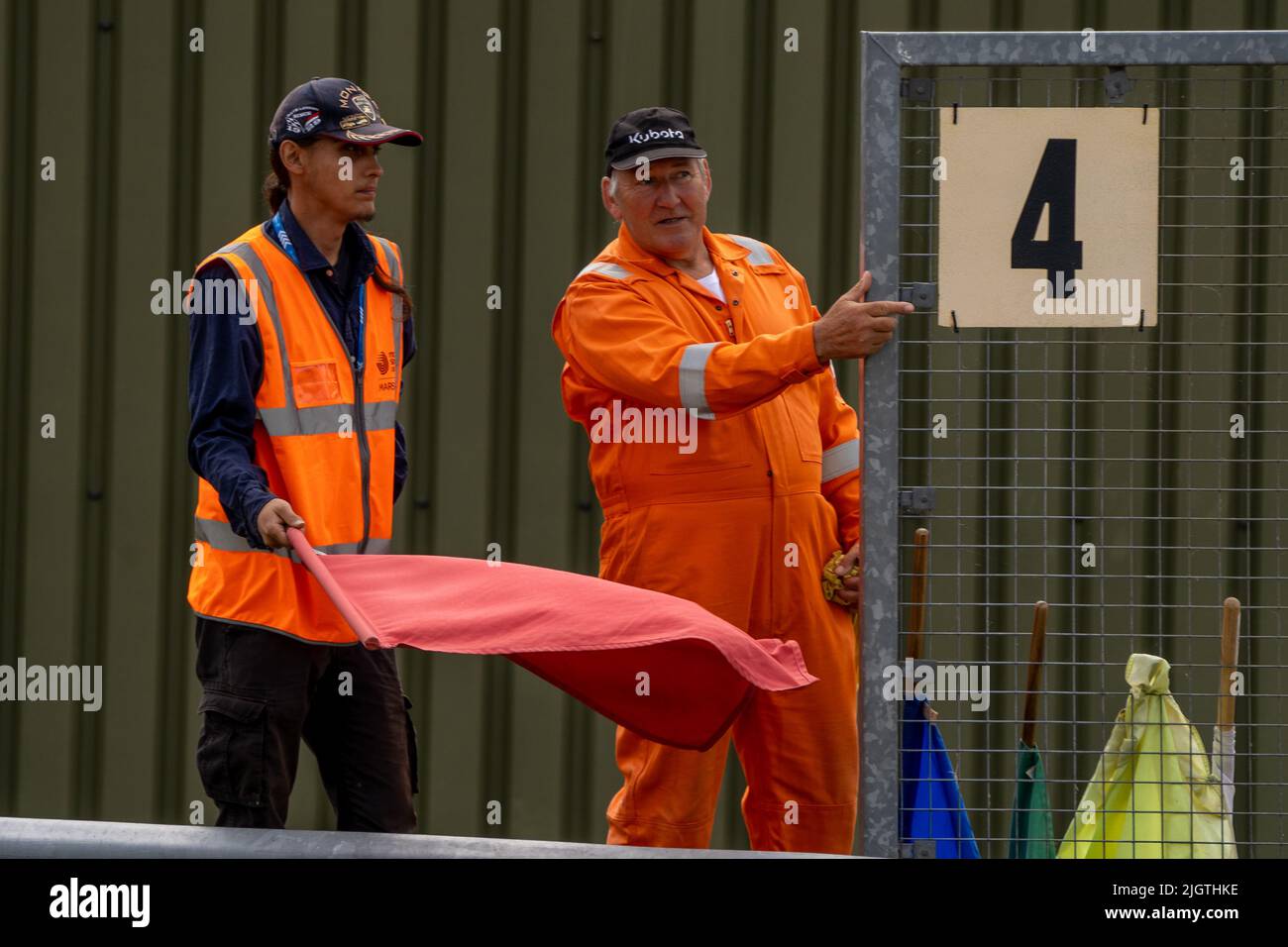 Red Flag Shown From Marshalls Thruxton Race Track Stock Photo - Alamy