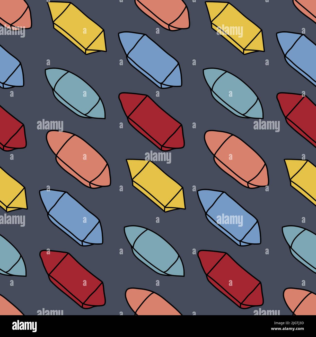 Candy in red yellow blue wrapper seamless pattern dark background with ...