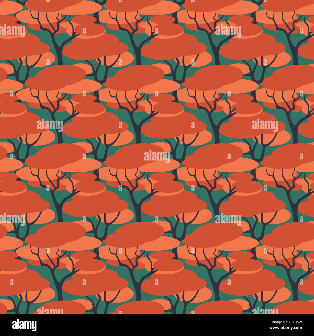 Fairytale red forest seamless pattern bright contrasting scrapbook ...