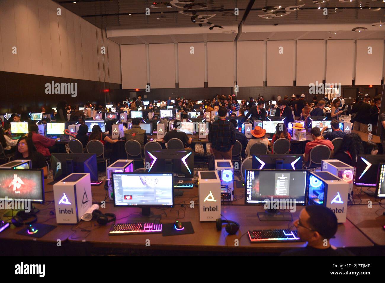 MIAMI BEACH, FL - JULY 09: Gamer play video game during the Florida ...