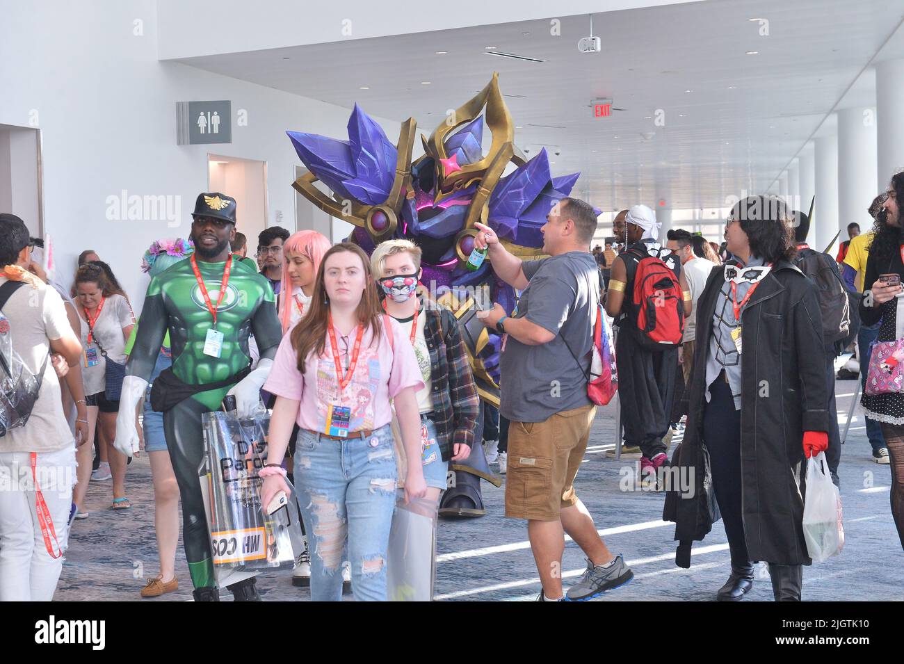 MIAMI BEACH, FL - JULY 09: A Cosplayer is seen walking the hall during ...