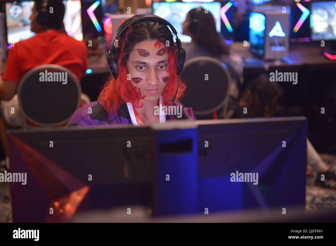 MIAMI BEACH, FL - JULY 09: A Cosplayer gamer is seen during the Florida ...