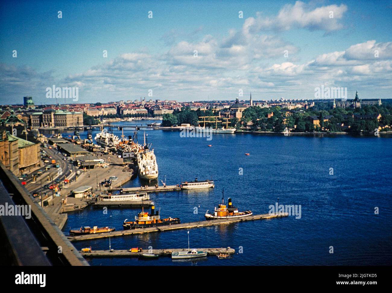 Ships and boats in harbour, Skeppsbron, Stockholm, Sweden 1958 AF ...