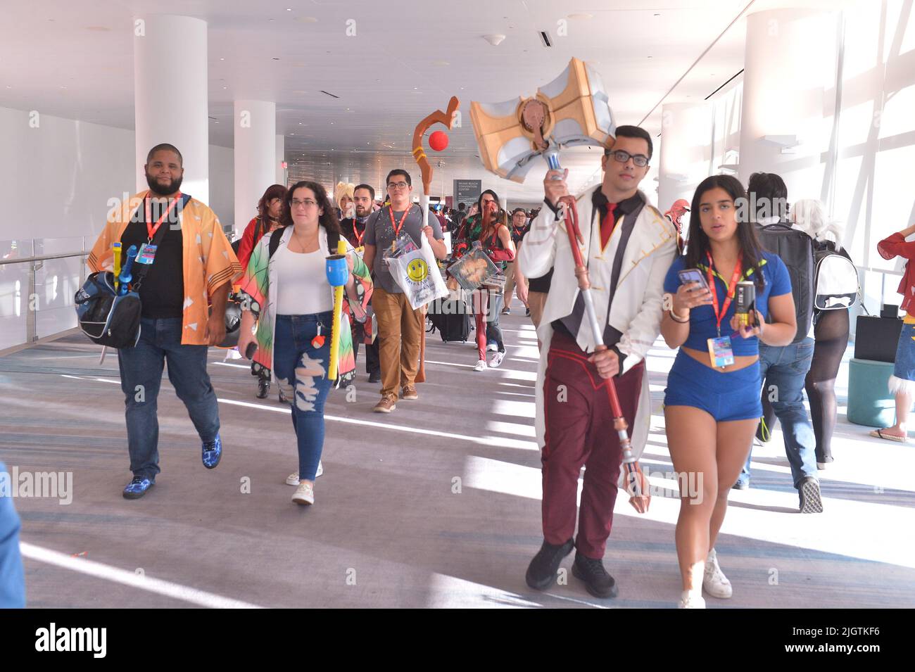 MIAMI BEACH, FL - JULY 09: A Cosplayer is seen walking the hall during ...