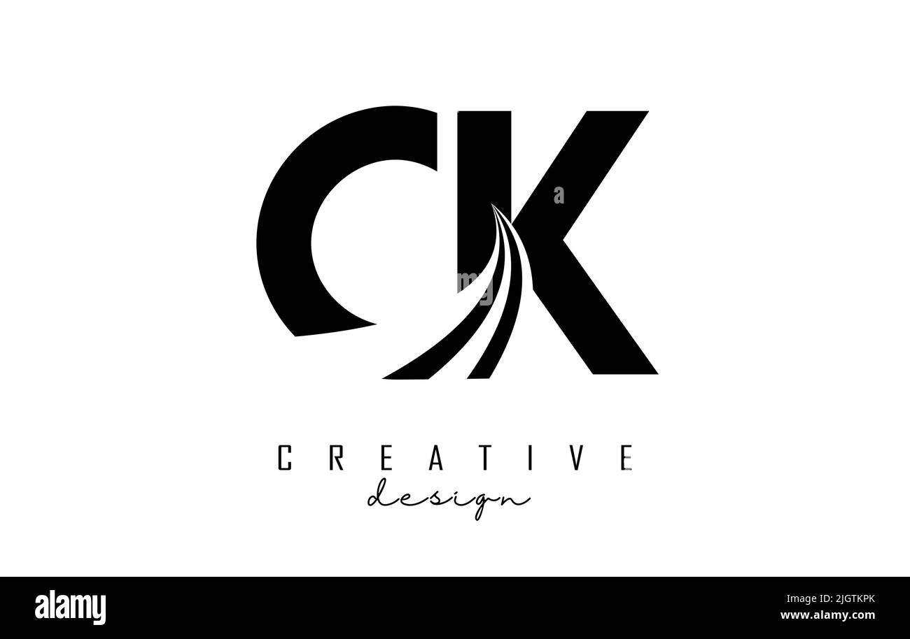 Creative black letter Ck c k logo with leading lines and road concept ...