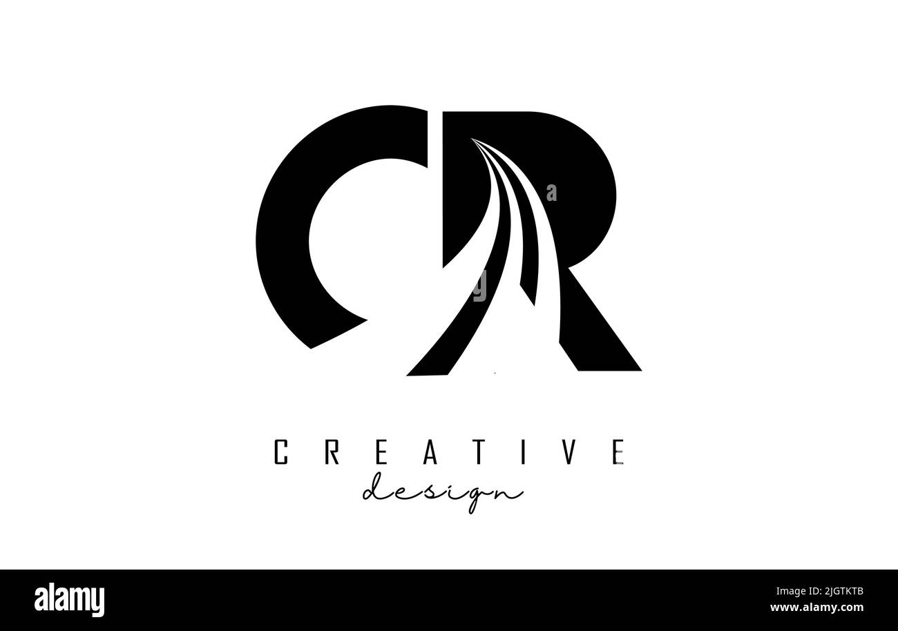 Creative black letter Cr c r logo with leading lines and road concept ...