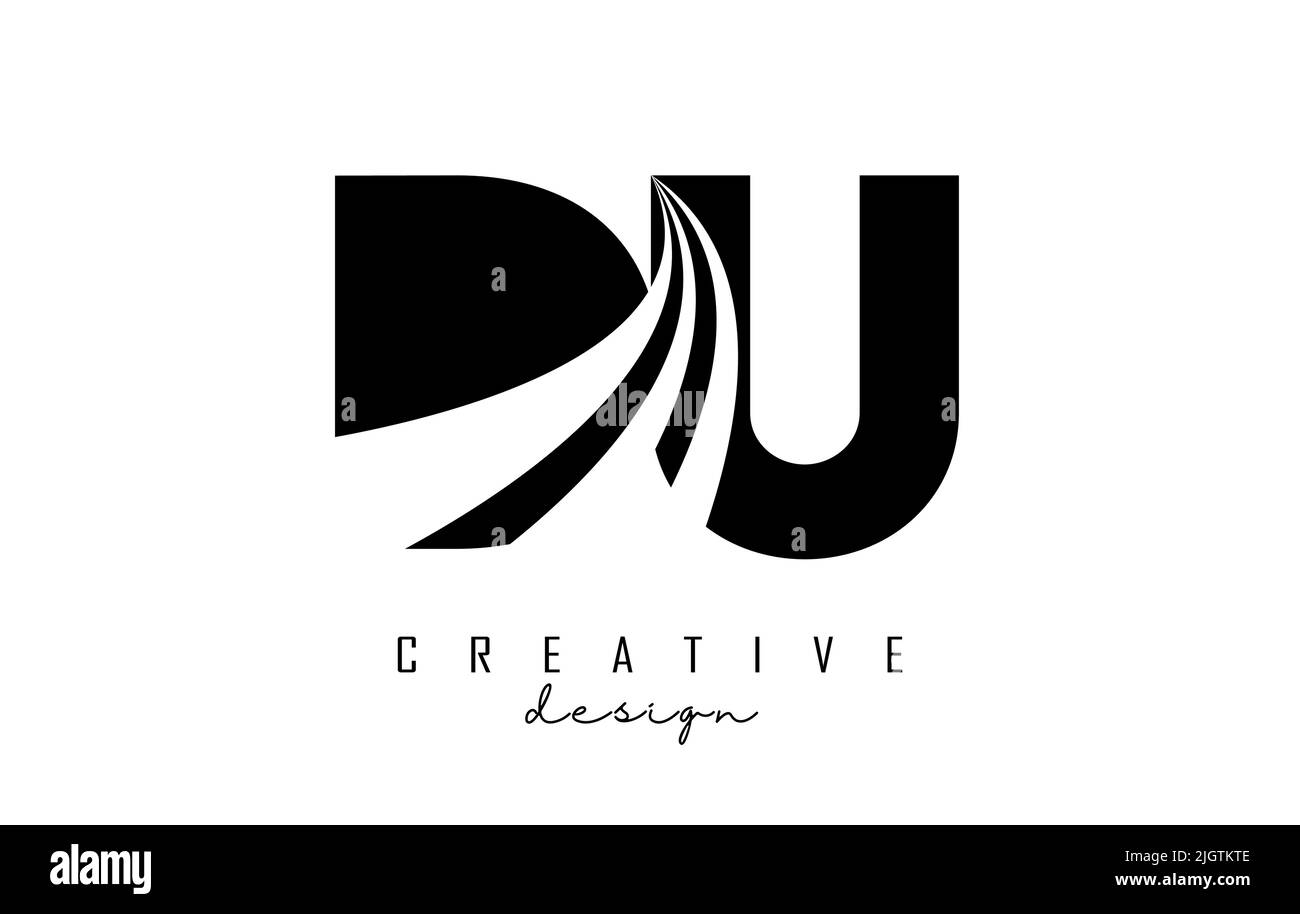 Creative black letter Du d u logo with leading lines and road concept ...