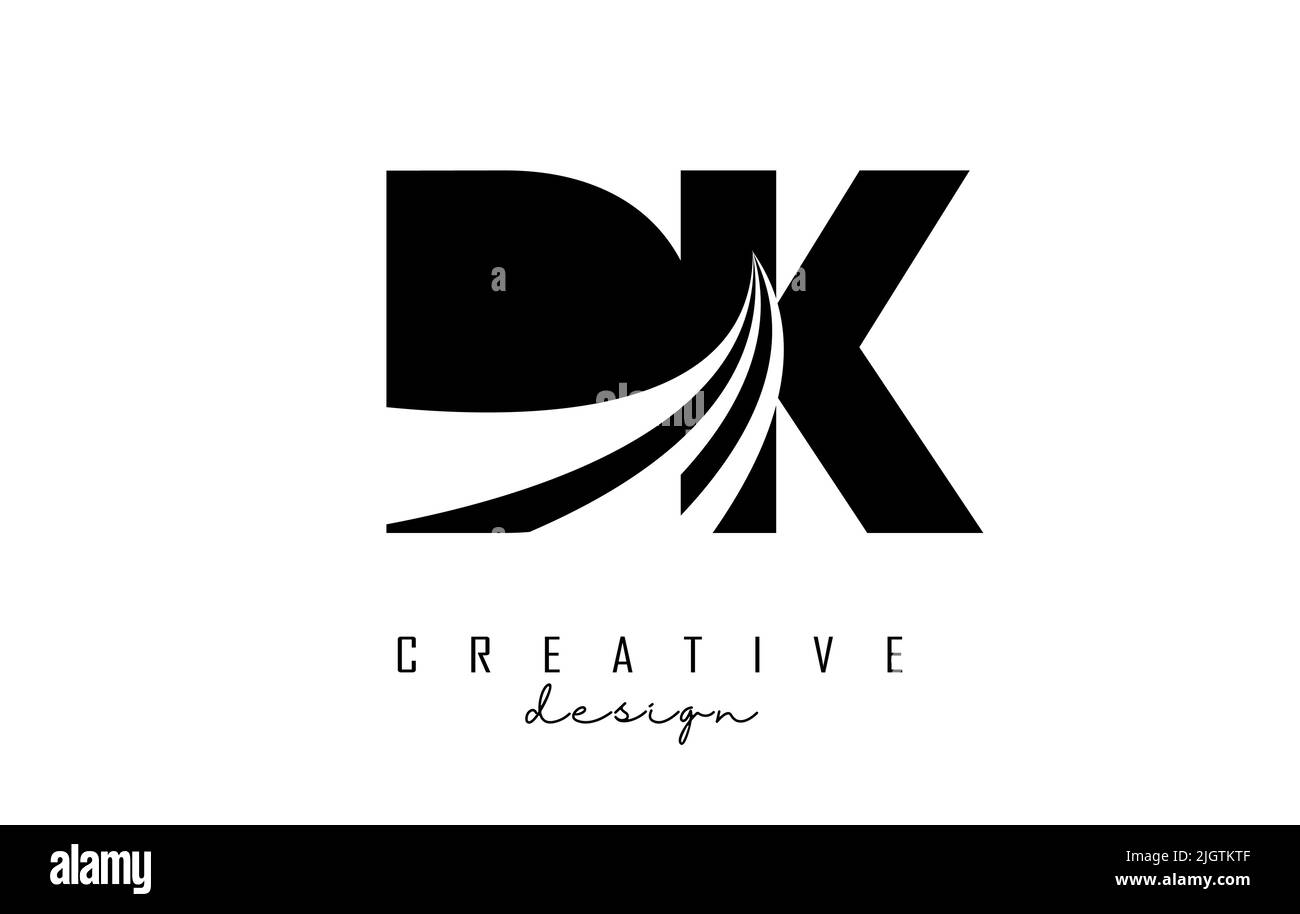 Creative black letter Dk d k logo with leading lines and road concept ...