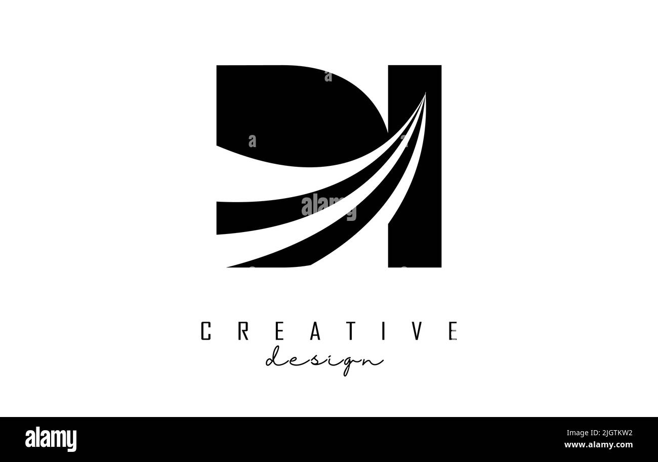 Creative black letter Di d i logo with leading lines and road concept ...