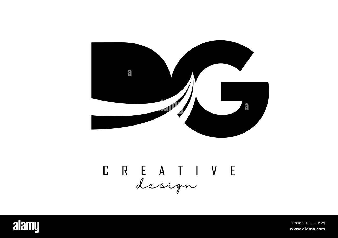 Creative black letter Dg d g logo with leading lines and road concept ...